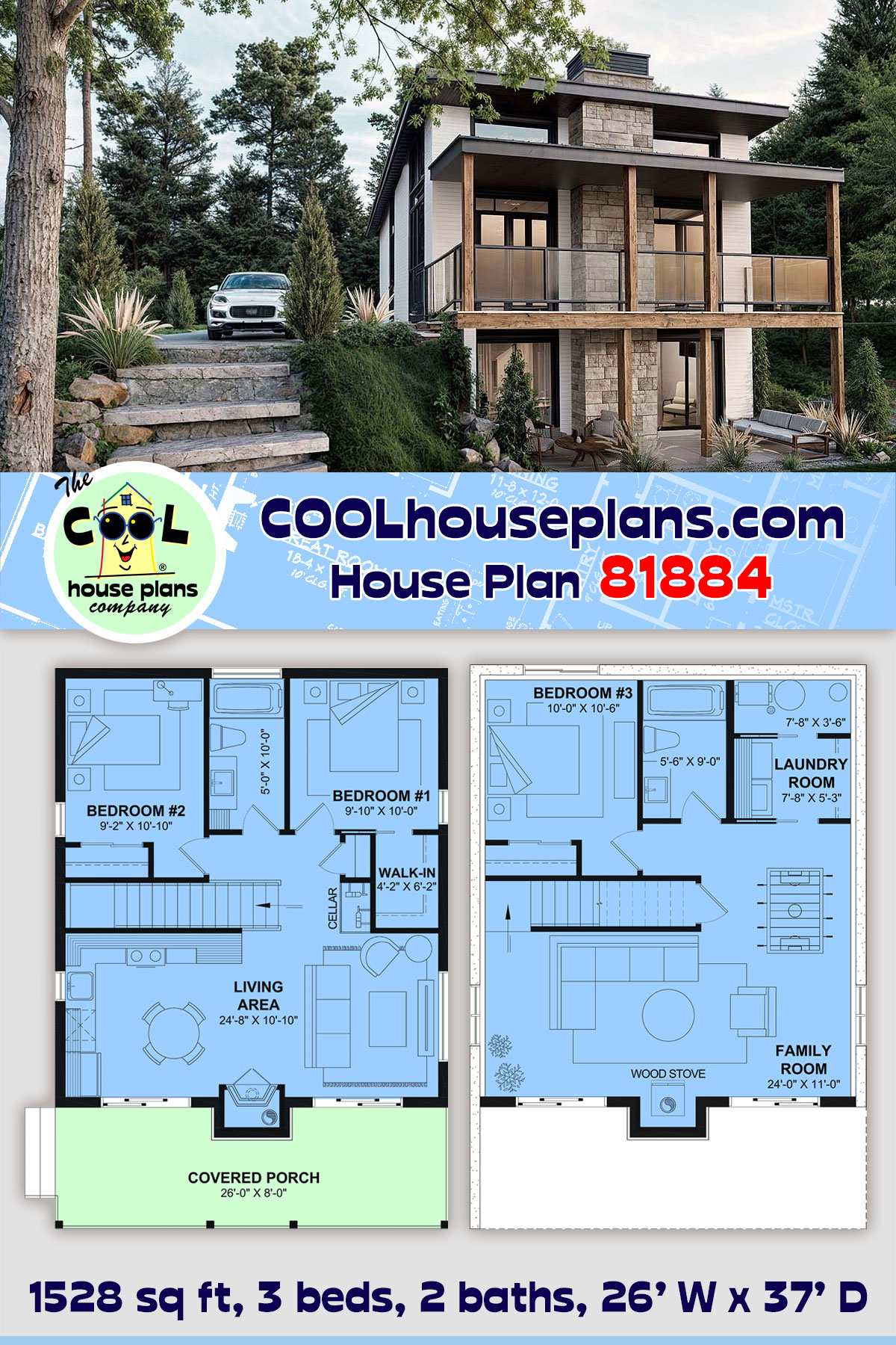 Shallow Wide Craftsman House Plan